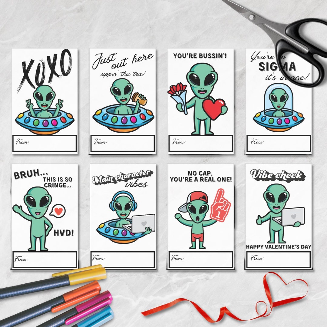 Printable Alien Valentine's Day Cards for Kids & Teens - Boy Approved ...
