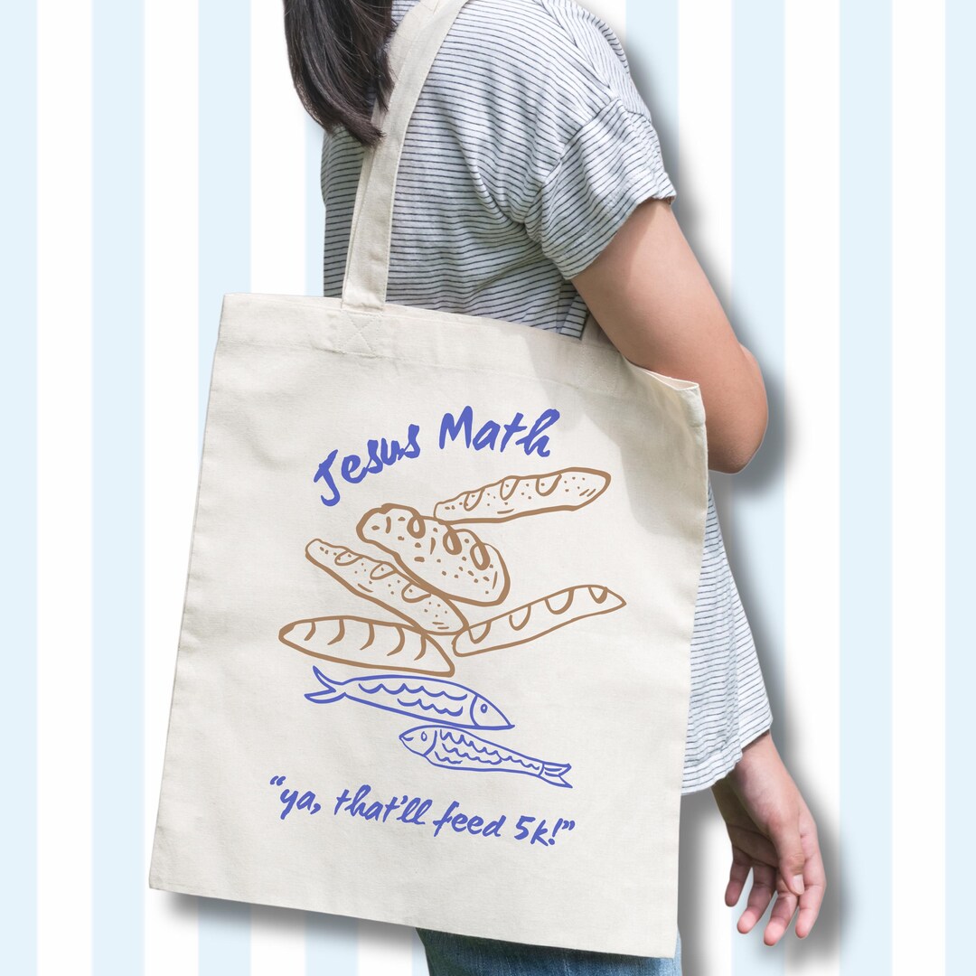 Jesus Math Five Loaves and Two Fish Tote, Bible Study Bag, Christian ...
