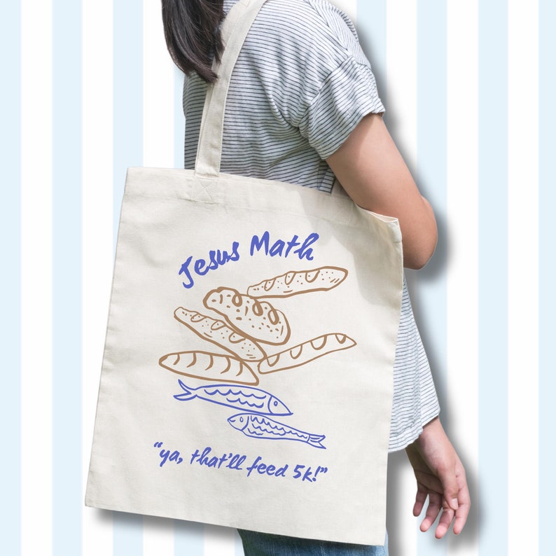 Jesus Math Five Loaves and Two Fish Tote, Bible Study Bag, Christian ...