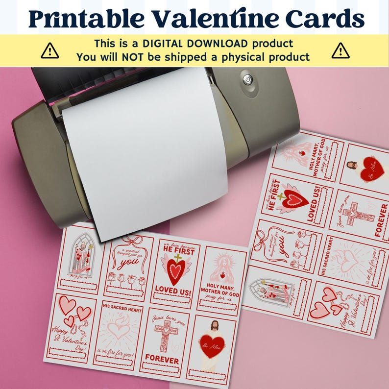 Printable Catholic Valentine's Day Cards for Kids Classroom Parties ...
