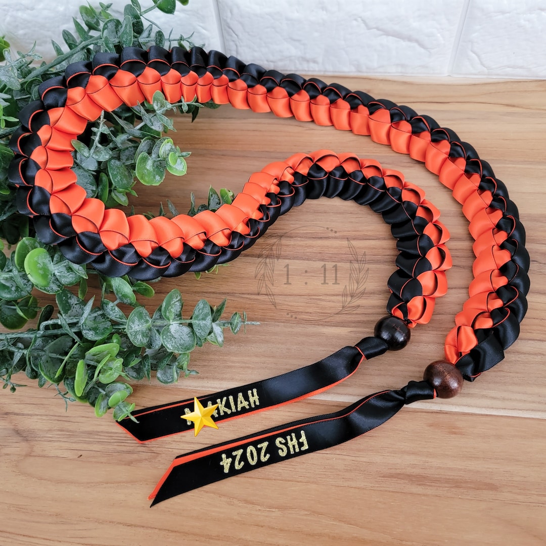 Open Colorblock Lei, Grad Lei, Satin Braided Lei, Ribbon Lei ...