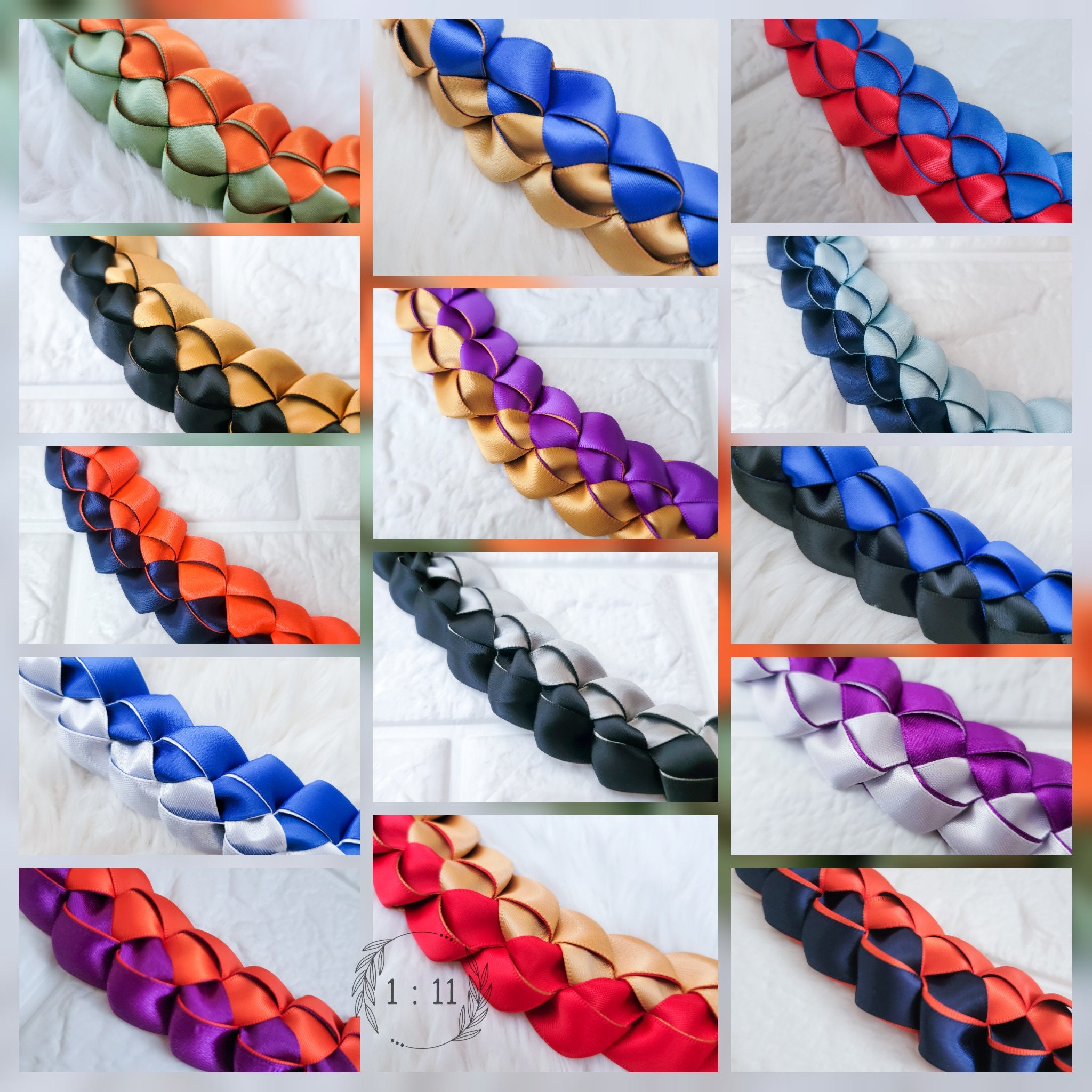 Colorblock Satin Braided Lei Ribbon Lei Floral Lei - Etsy
