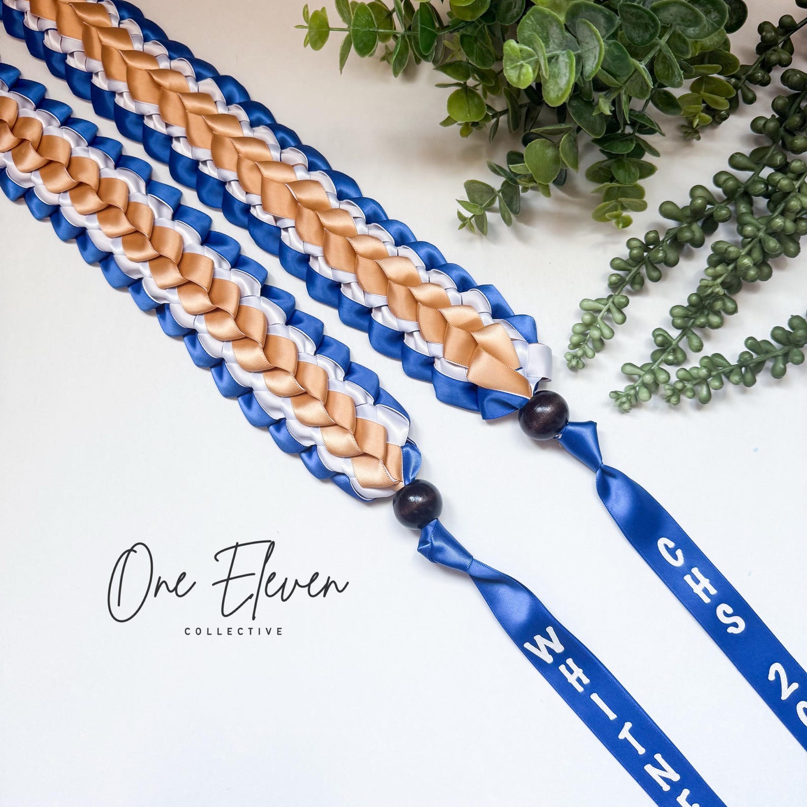 Open Double Braided Lei, Grad Lei, Three Colors, Ribbon Lei, Graduation ...