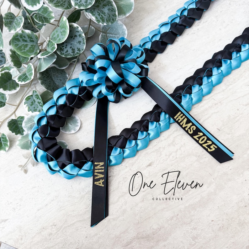 Colorblock, Satin Braided Lei, Ribbon Lei, Floral Lei, Graduation Lei ...