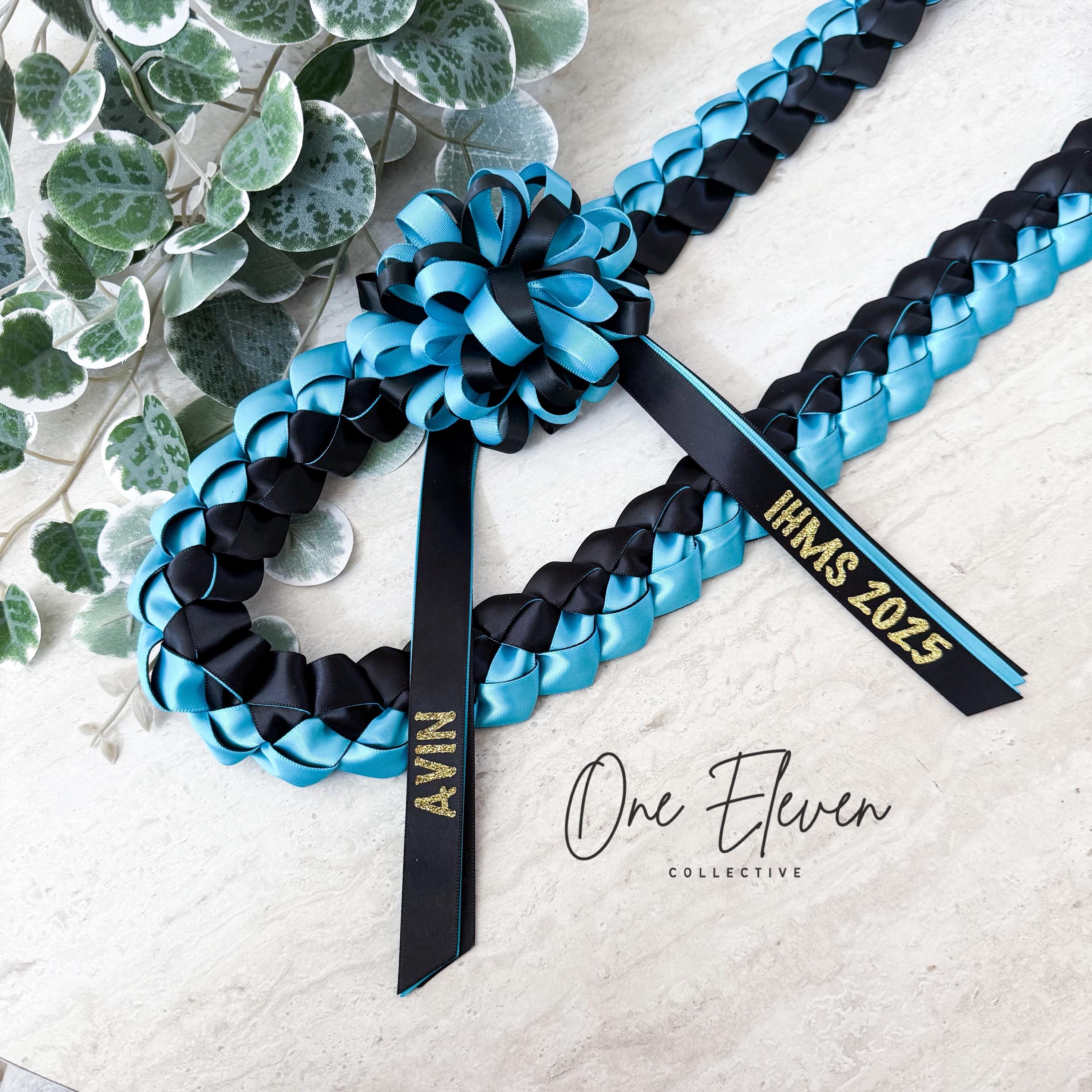 Colorblock, Satin Braided Lei, Ribbon Lei, Floral Lei, Graduation Lei ...