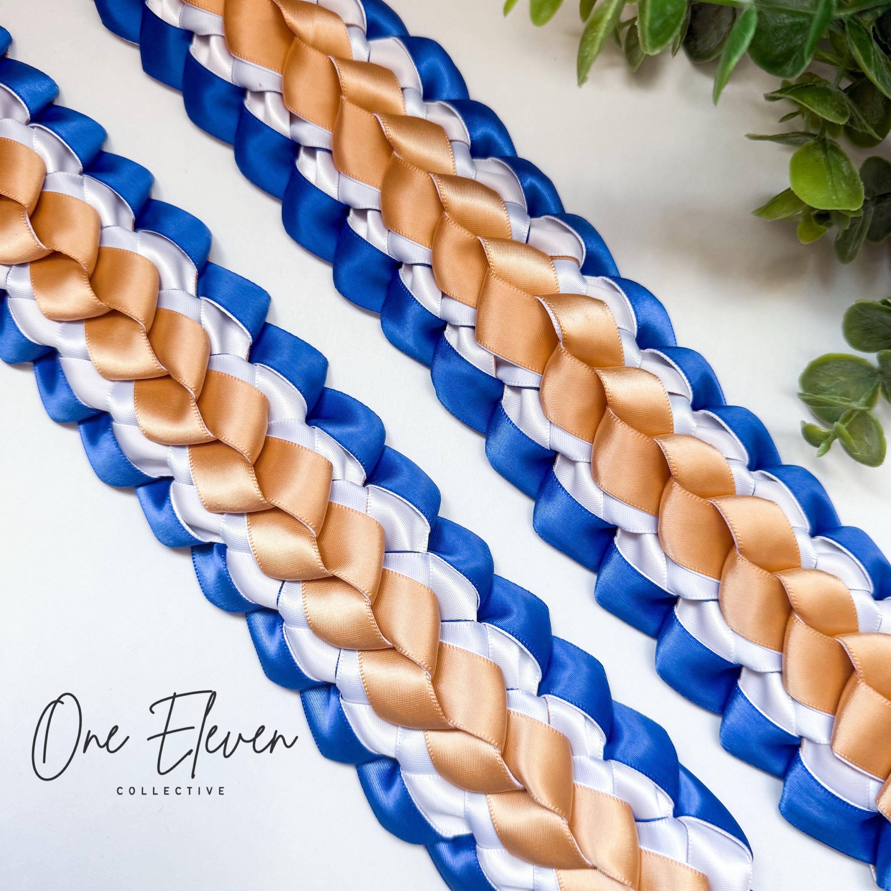 Open Double Braided Lei, Grad Lei, Three Colors, Ribbon Lei, Graduation ...