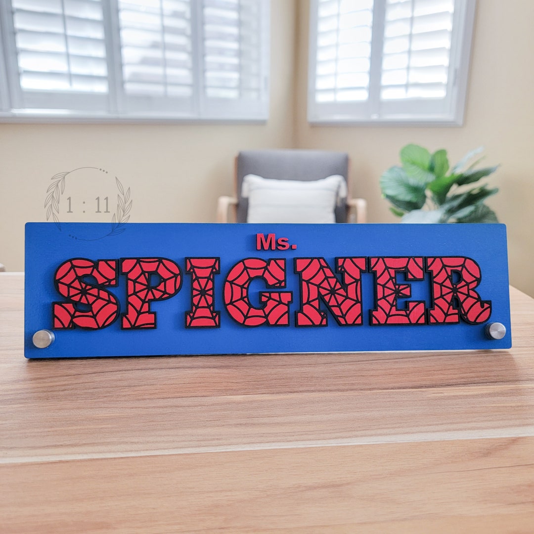 Custom Spider Name Plate, Plaque, Desk Sign, Teacher, Office, Shelf ...