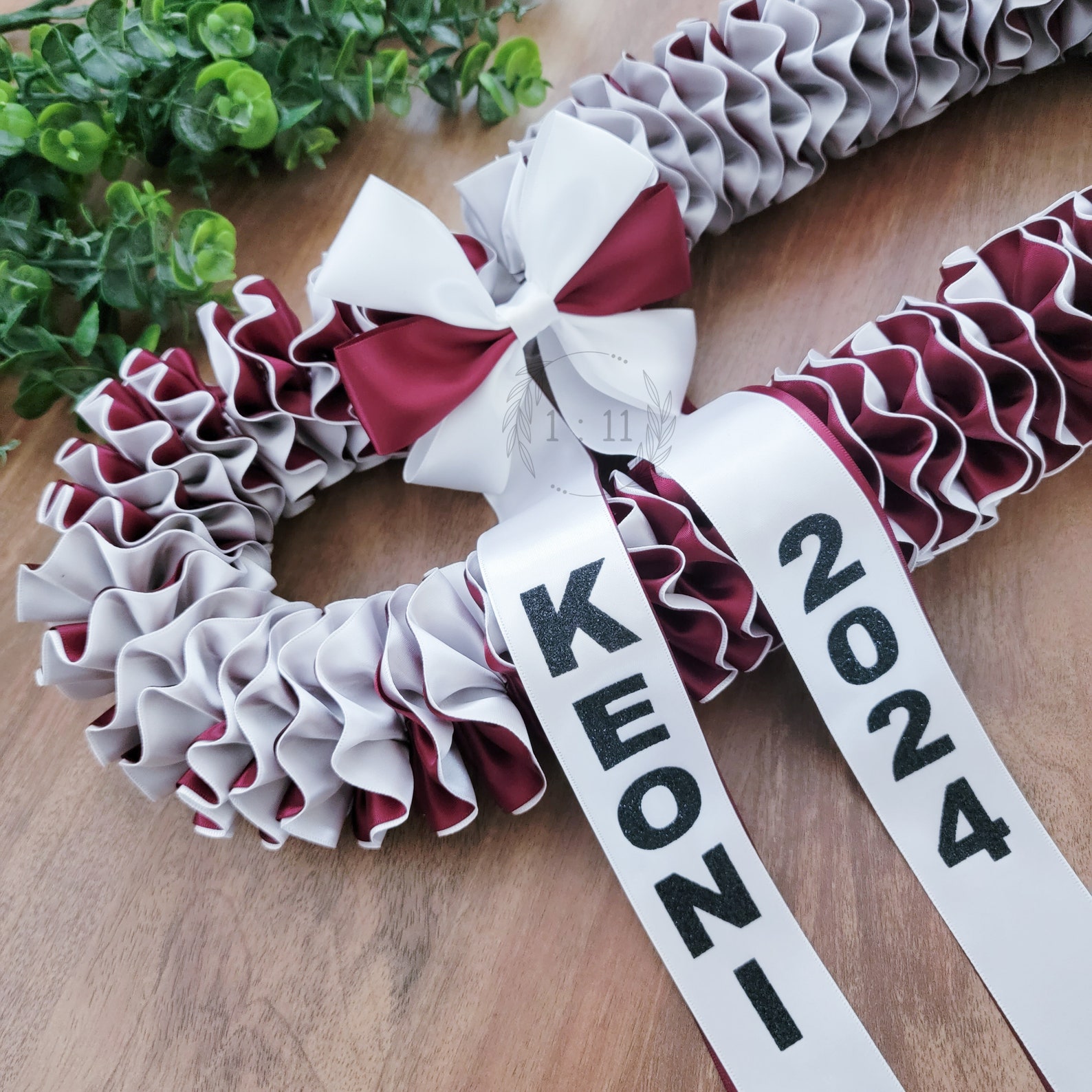 Double-sided Plumeria Lei, Satin Ribbon Lei, Floral, Graduation, Two ...