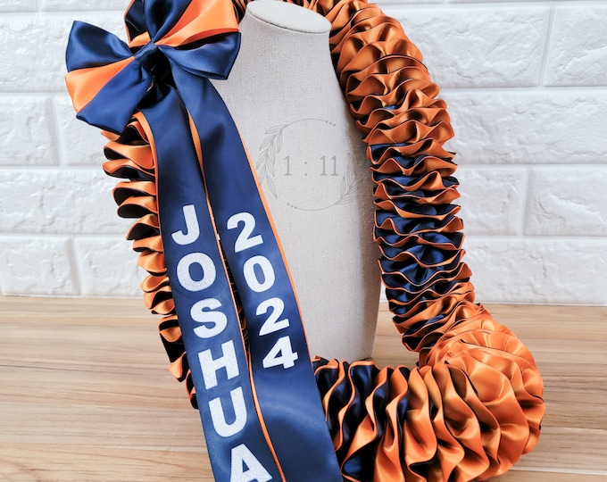 Double-sided Plumeria Lei, Satin Ribbon Lei, Floral, Graduation, Two ...