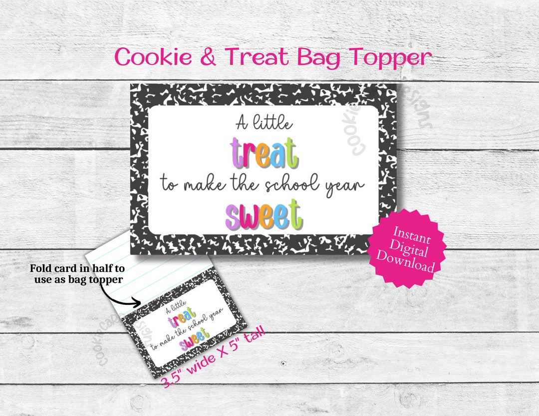 Back to School Bag Topper - Sweet Treat - Instant Download - 3.5" X 5 ...