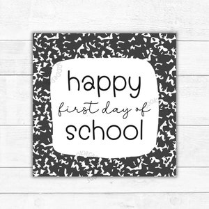 Back to School Gift Tags Happy First Day of School Classic Black and ...