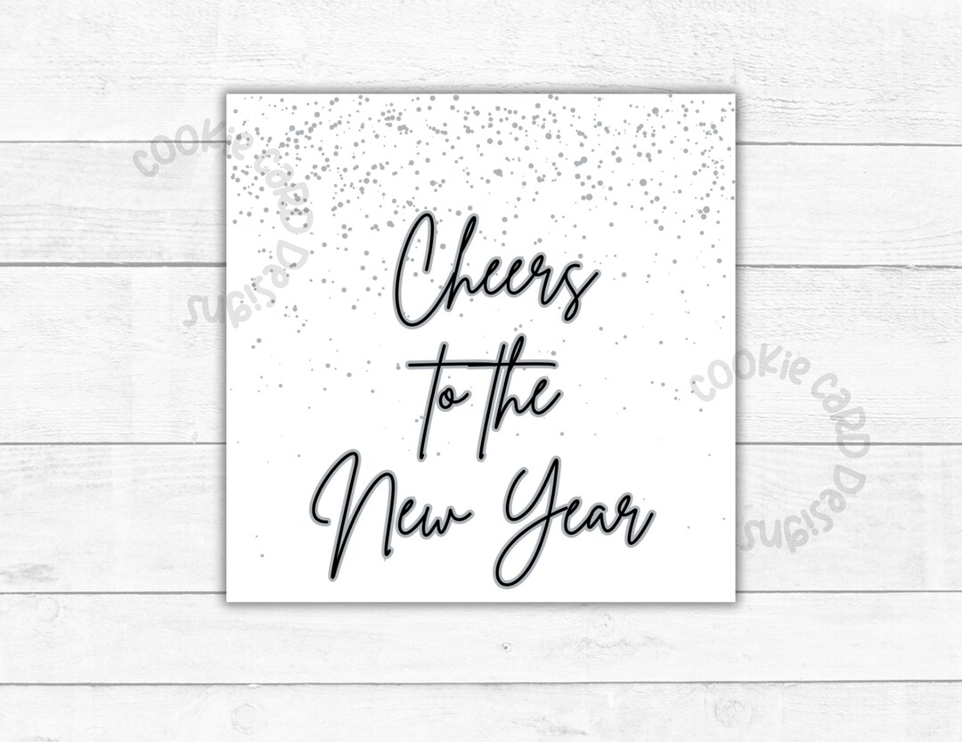 Gift Tag Cheers to the New Year Tags Silver Grey Black Printable Label ...