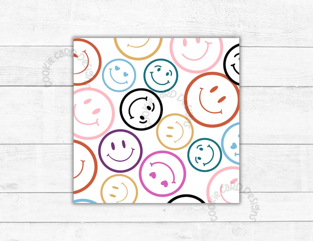 Smiley Face Cookie Box Backer Bundle - 3 Sizes - 4", 4.5", 5" Square ...