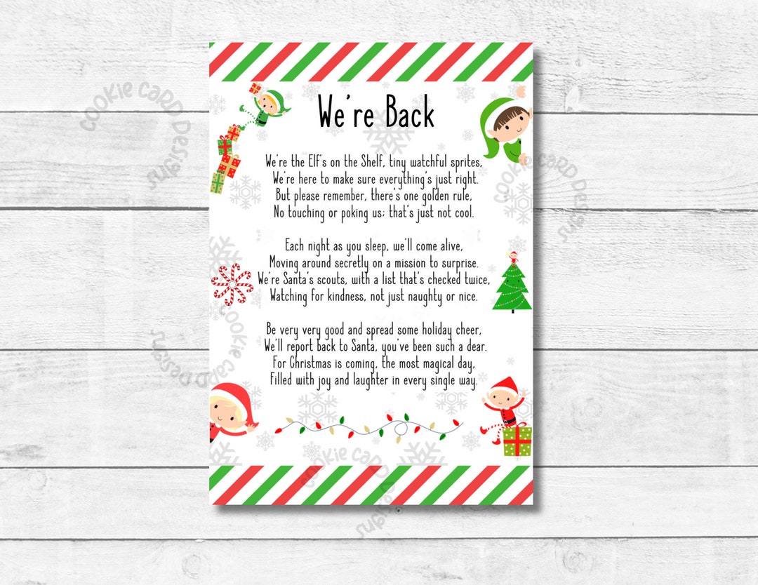 Elf Christmas Poem 3.5x5 Elf Letter Christmas Elf Poem Printable We're ...