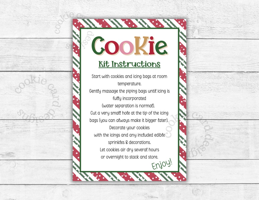 Christmas Cookie DIY Cookie Kit Instruction Cards 3.5 - Etsy
