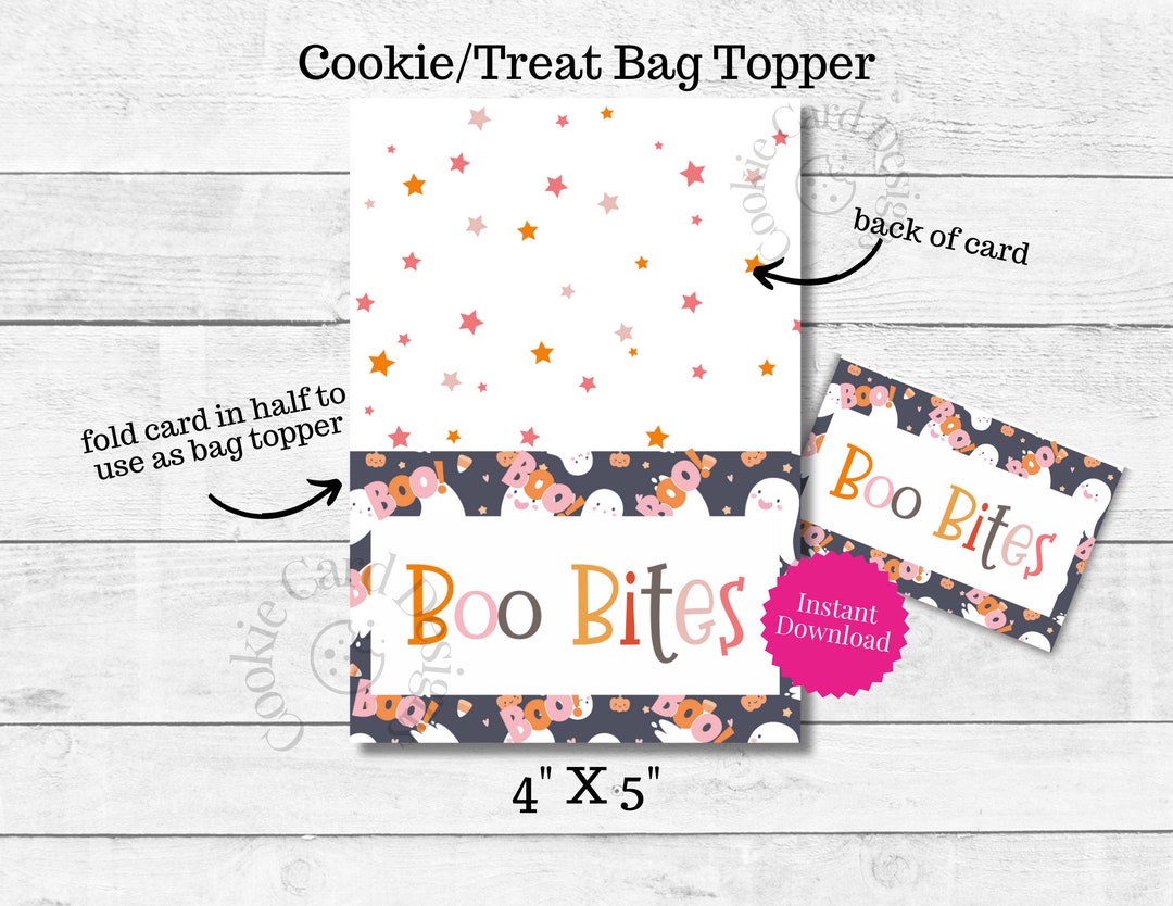 BOO BITES Halloween Cookie/treat Bag Topper 4 X 5 Ghosts & Boos Cookie ...