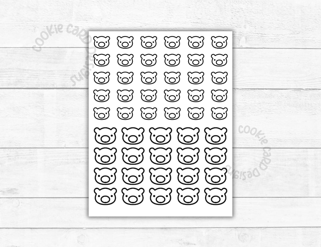 Bear Royal Icing Transfer Sheets 2 Sizes Teddy Bear/animal Head Shape ...
