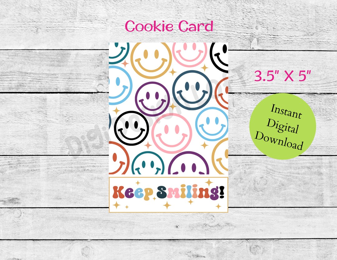 Cookie Cards Keep Smiling Colorful Smiley Face Cards - Etsy