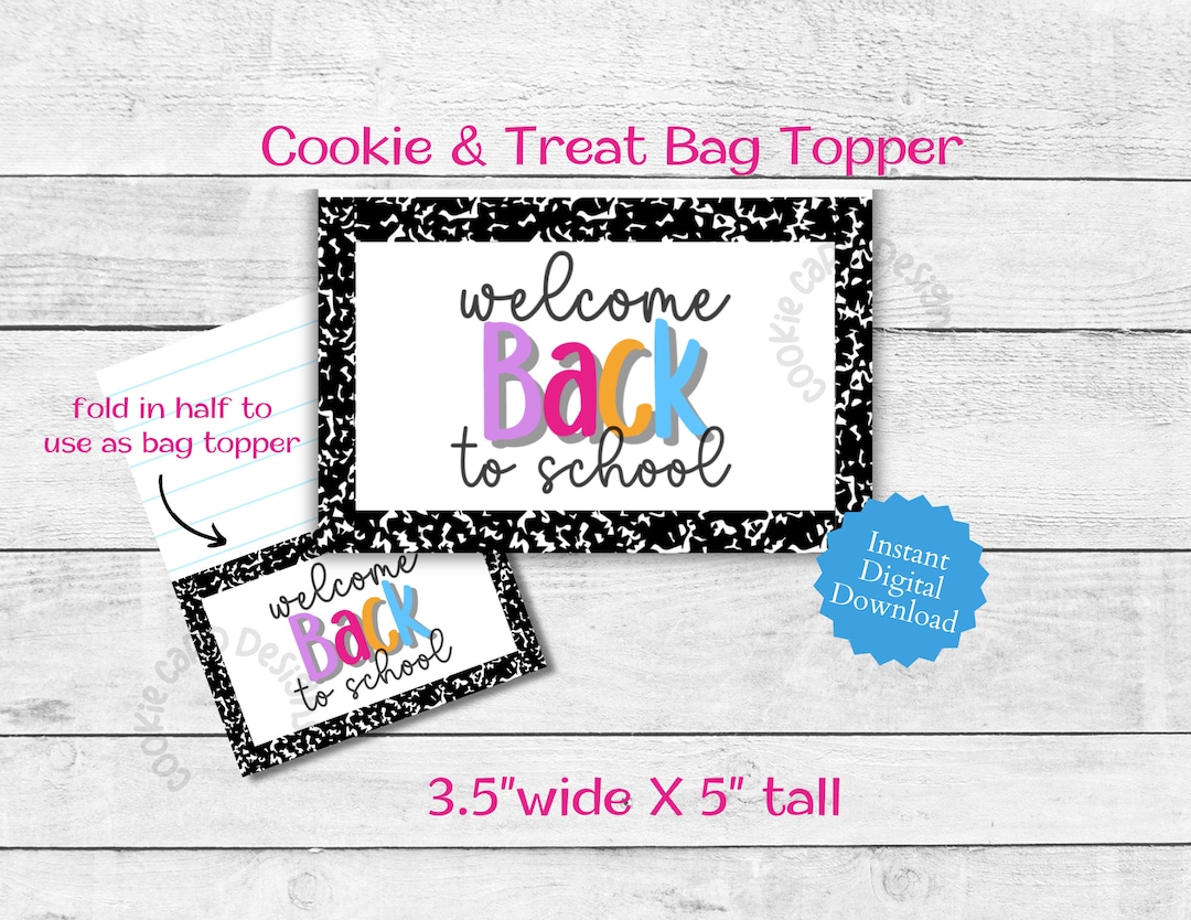 Welcome Back to School Bag Topper/cookie Card 3.5 X 5 Instant Download ...