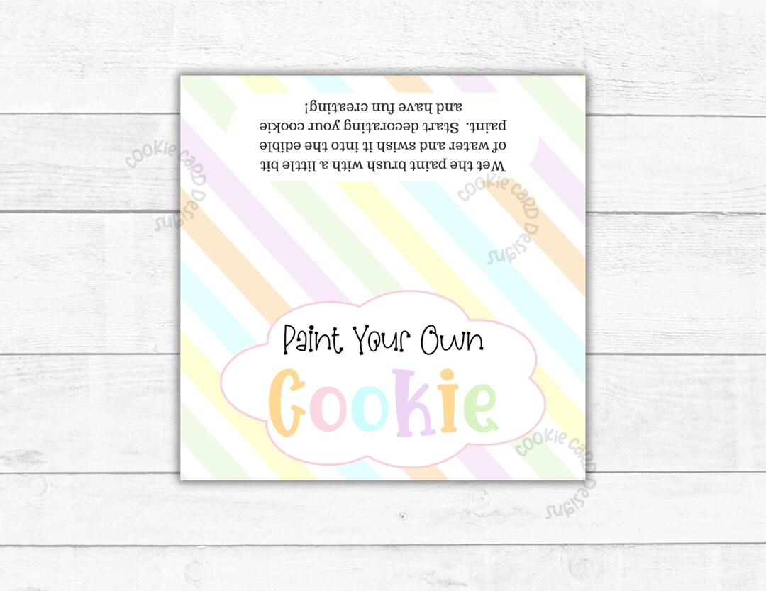 PYO Bag Topper Cards Paint Your Own Cookie Instruction Cards Cookie ...