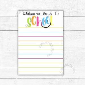 Welcome Back to School Cookie Treat Cards First Day of School 3.5 X 5 ...