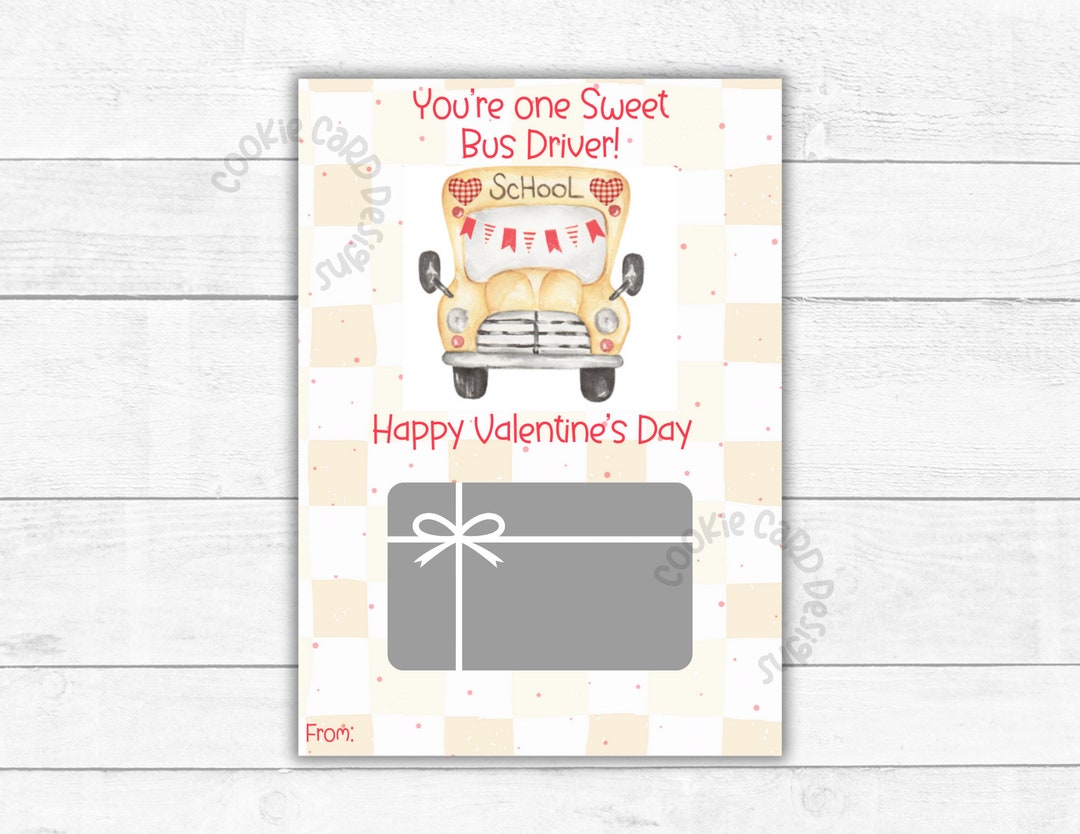 Valentine Gift Card 5 X 7 Bus Driver Valentine Gift Card Holder ...