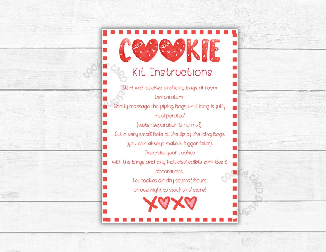 Cookie Kit Instruction Cards 3.5" X 5" Printable Royal Icing DIY Cookie ...