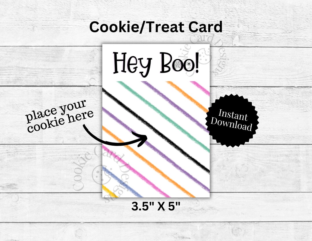Hey BOO Halloween COOKIE and Treat Cards - 3.5" X 5" - Gift Card ...