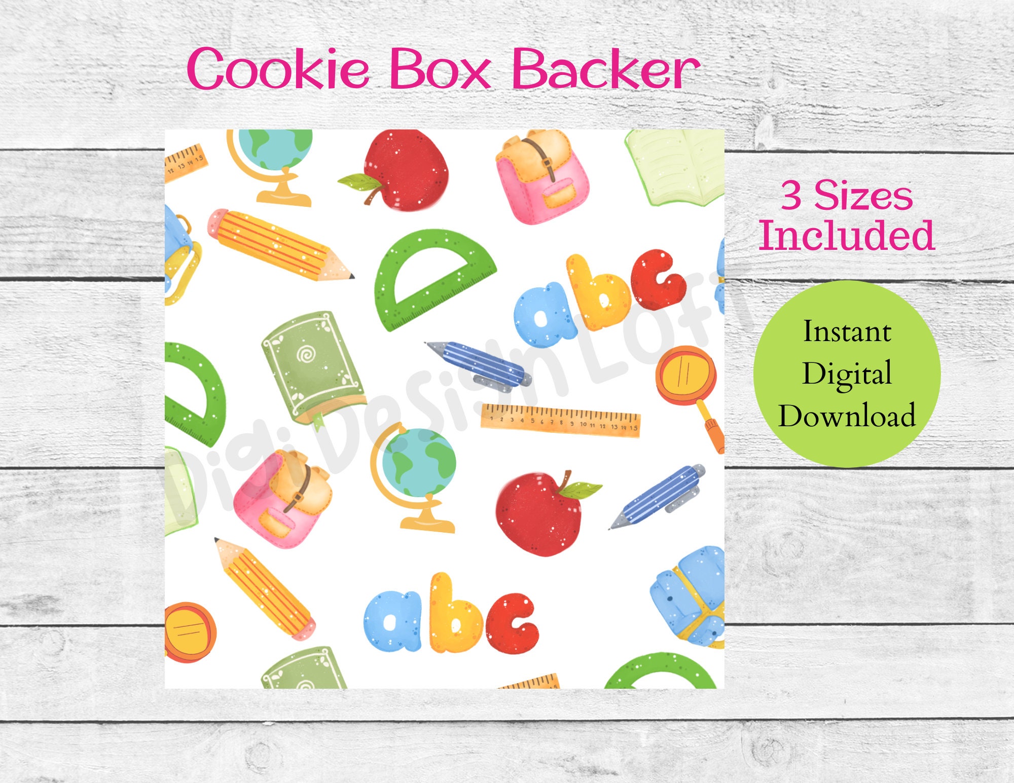 School Cookie Box Backer: Printable Favor Packaging (digital Download ...
