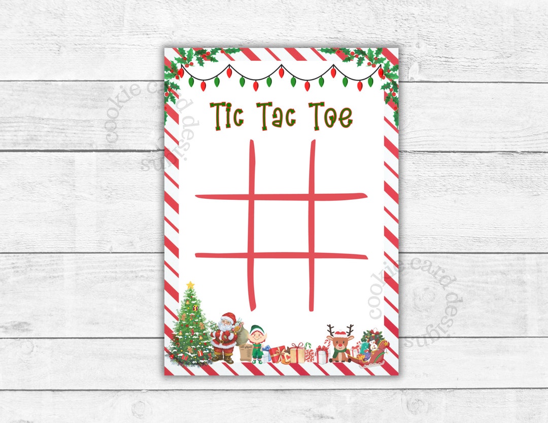 Christmas Tic Tac Toe Game- 5" X 7" Printable Download- Xmas Activity ...