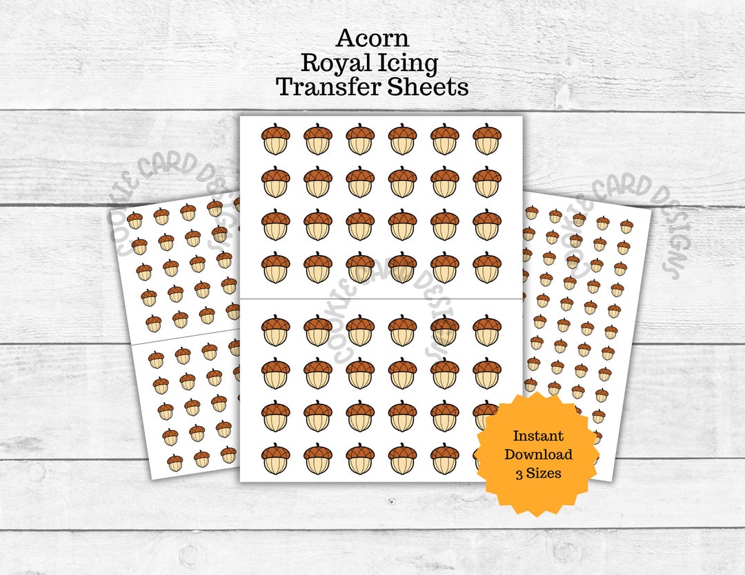 Acorn Royal Icing Transfers: Fall Cookie & Cake Decor (PDF Download) - Etsy