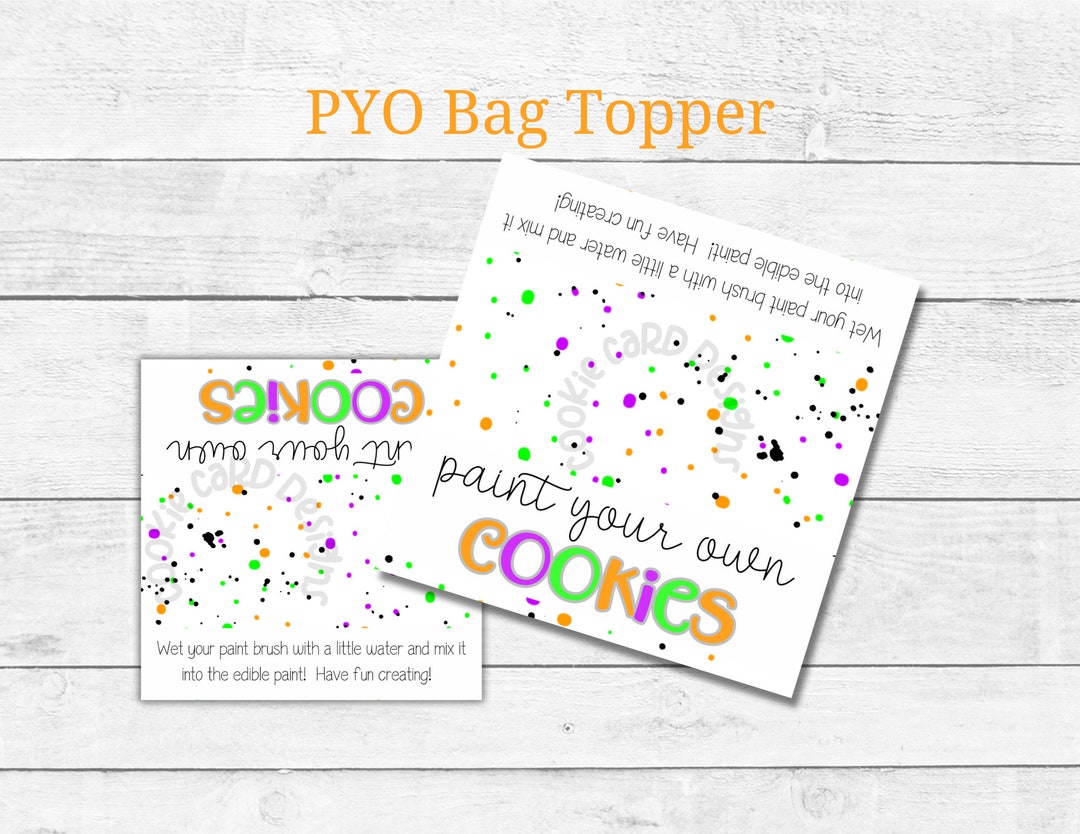 Paint Your Own Cookie Bag Topper Printable Download 4 Packaging Cards ...