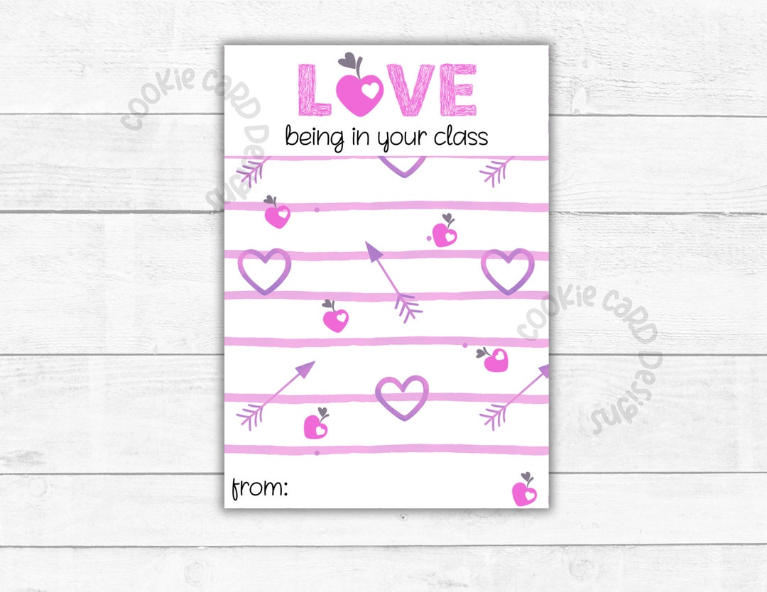 LOVE Being in Your Class TEACHER Valentine Card 3.5 X 5 Printable ...