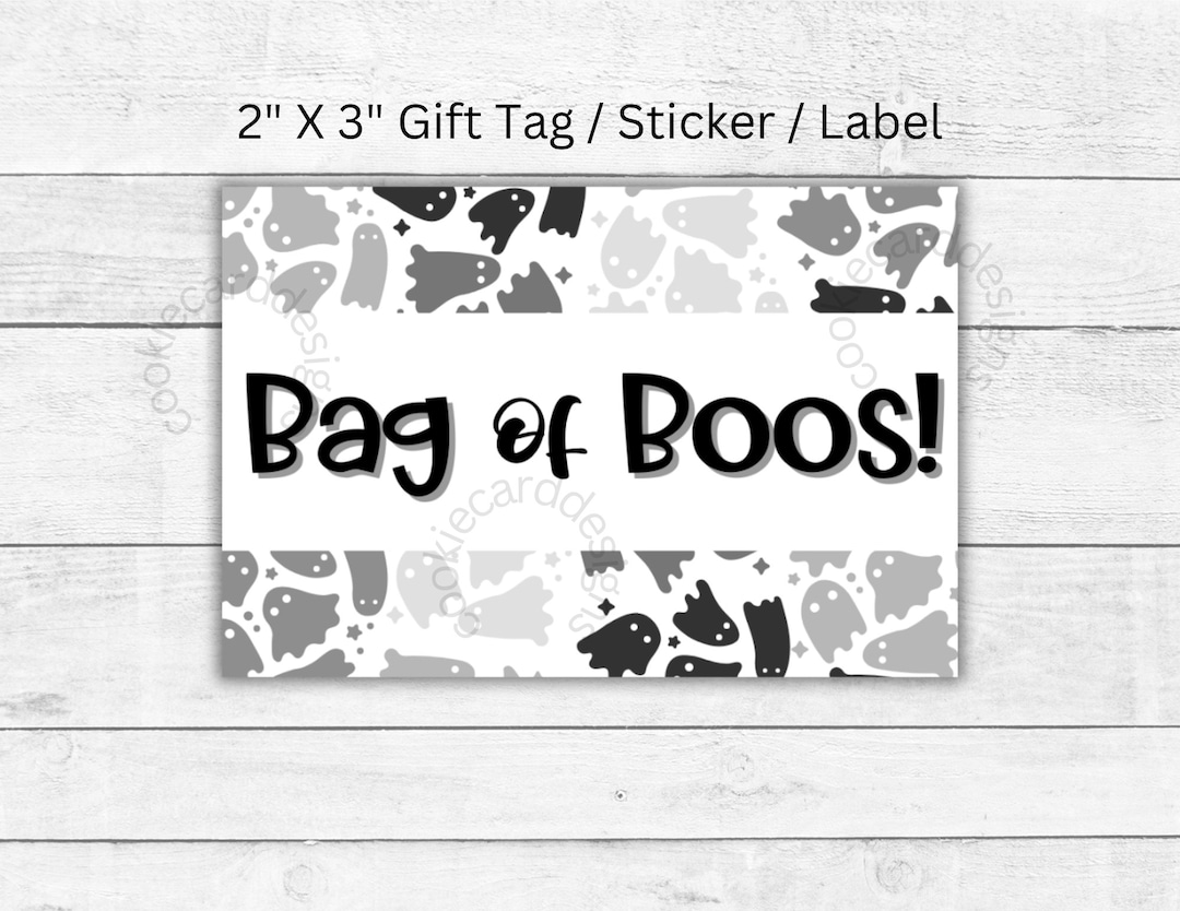 BAG of BOOS Halloween Gift Tag-stickers-labels 2 X 3 Cookie Halloween ...