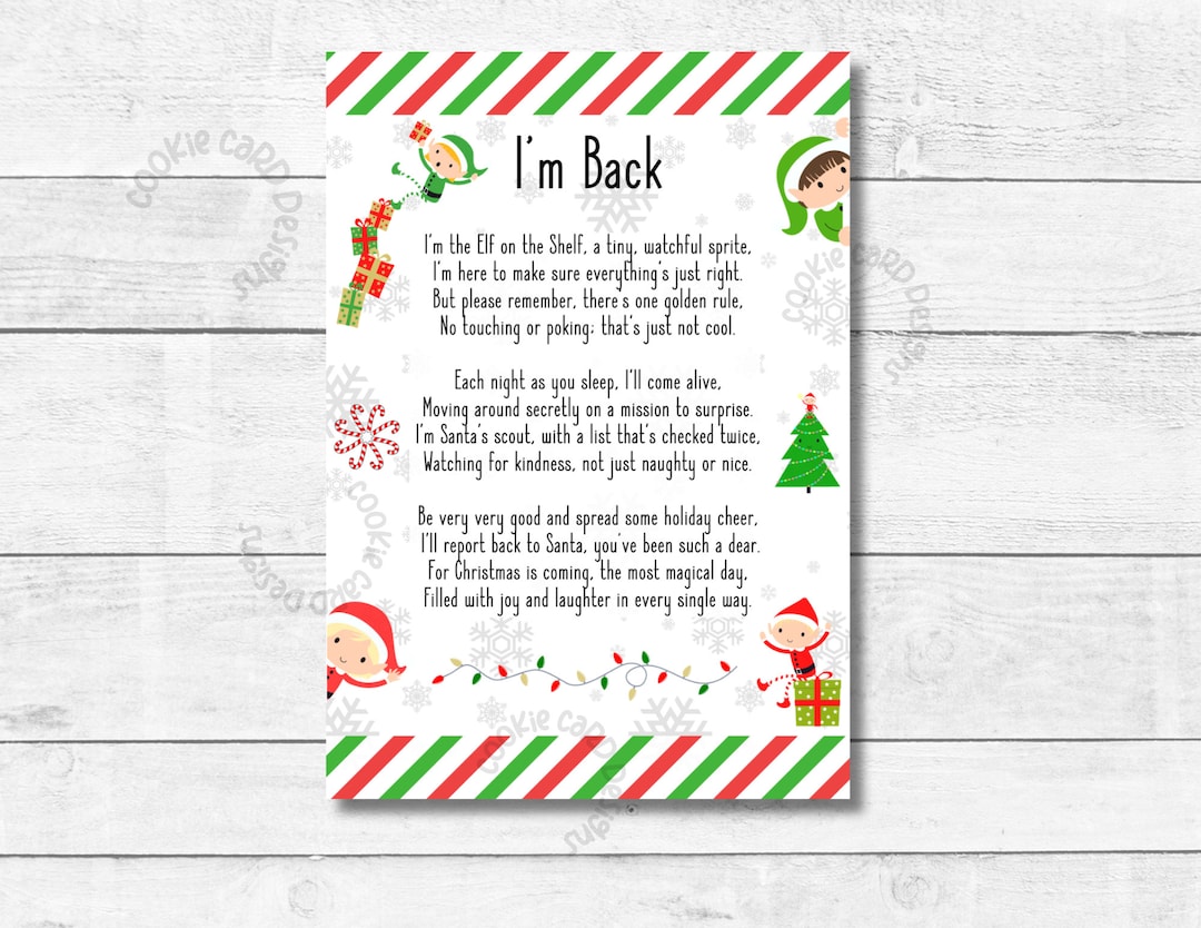 Elf Christmas Poem 3.5x5 Elf Letter Elf Christmas - Etsy