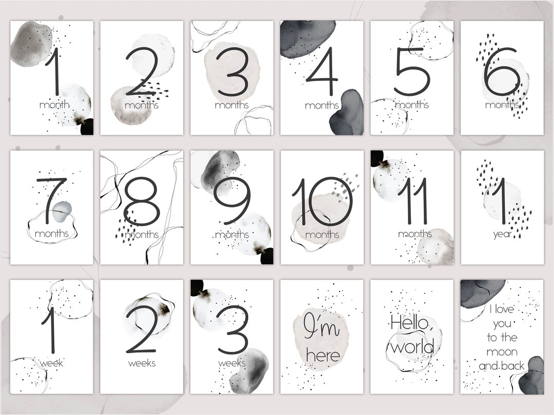 Baby Milestone Cards, PRINTABLE Baby Milestones, Watercolors, Baby ...