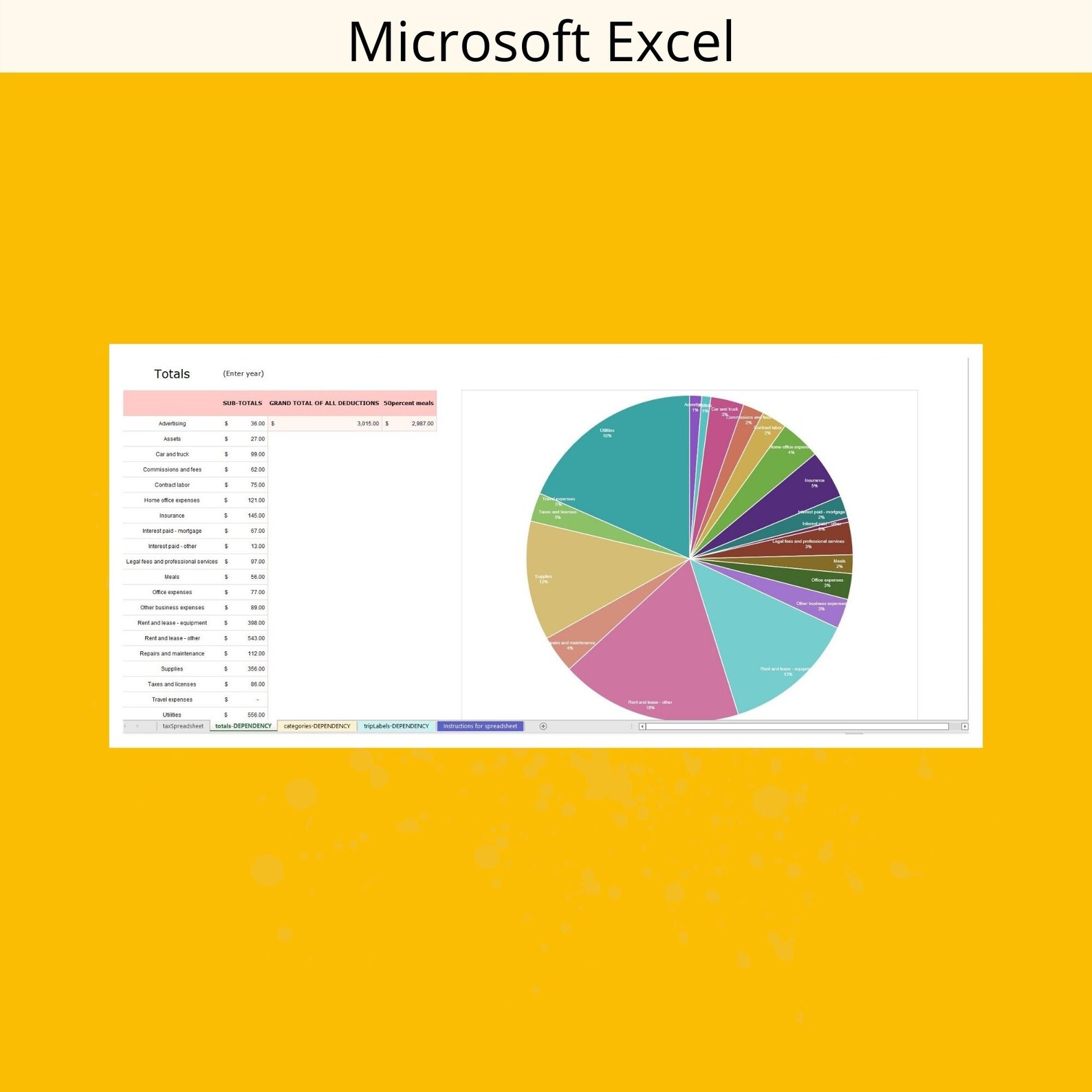 EXCEL Easy Tax Deduction Receipt Tracker / for Small US Business ...