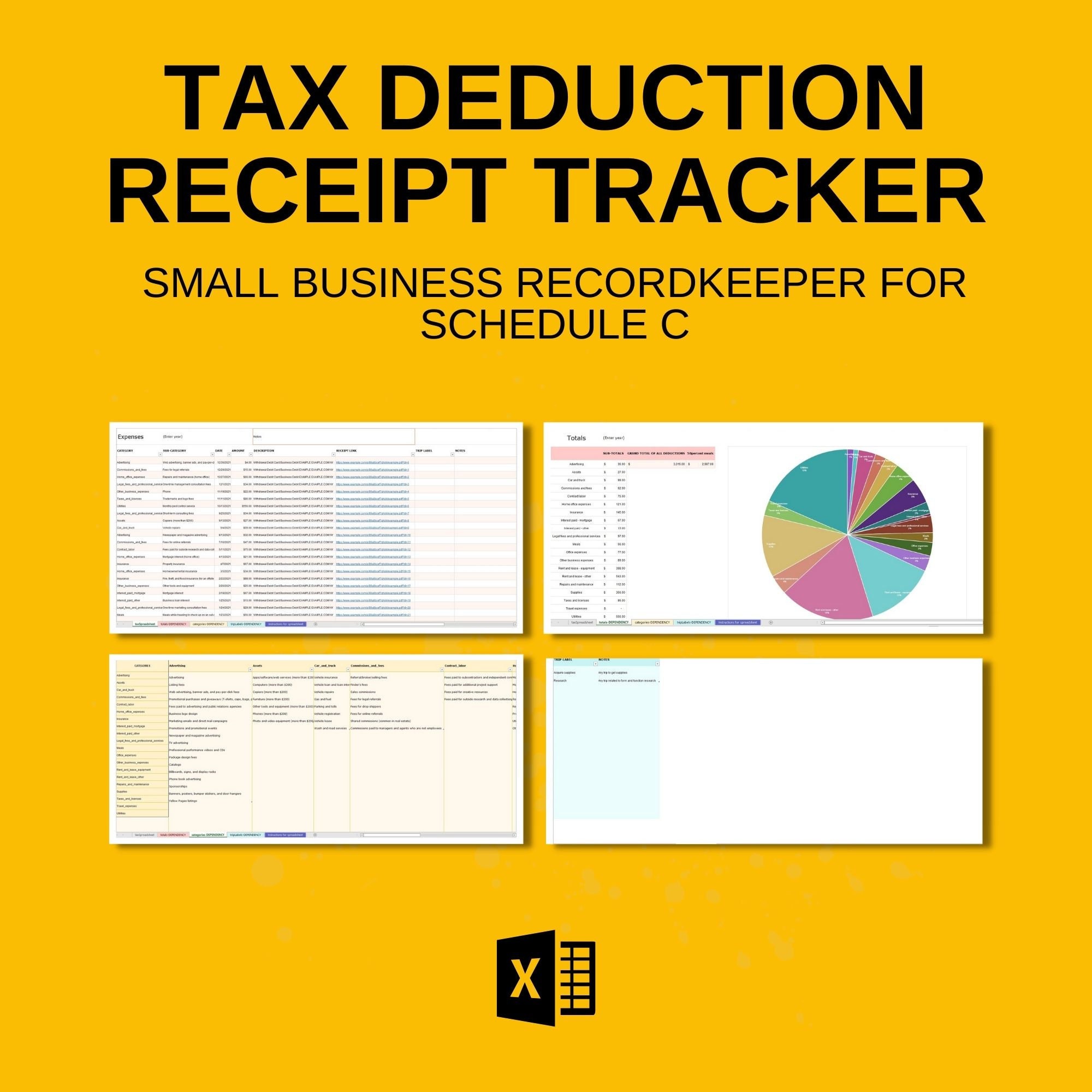 EXCEL Easy Tax Deduction Receipt Tracker / for Small US Business ...