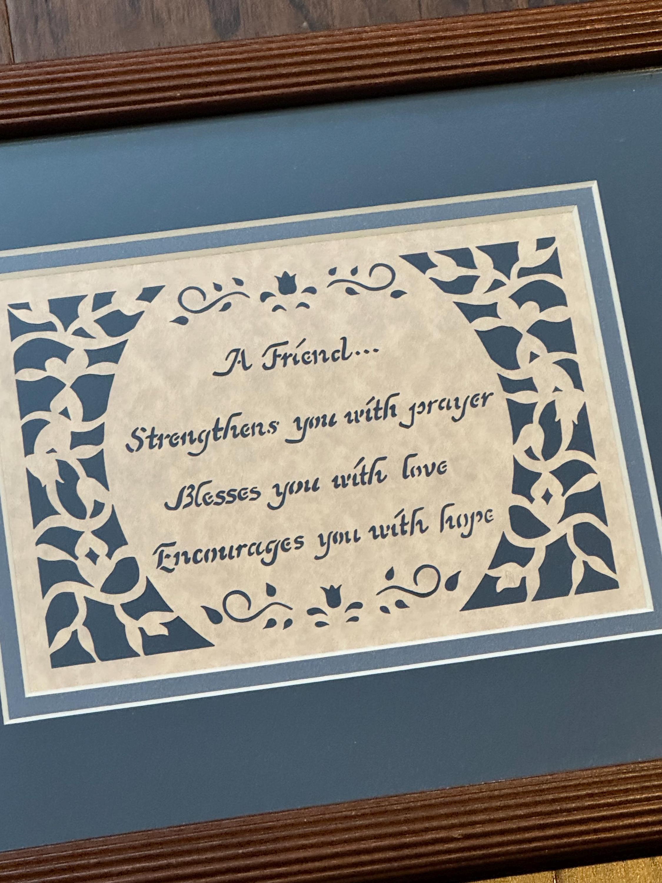 Framed Scherenschnitte Paper / Scissor Cutting About Friendship “A ...