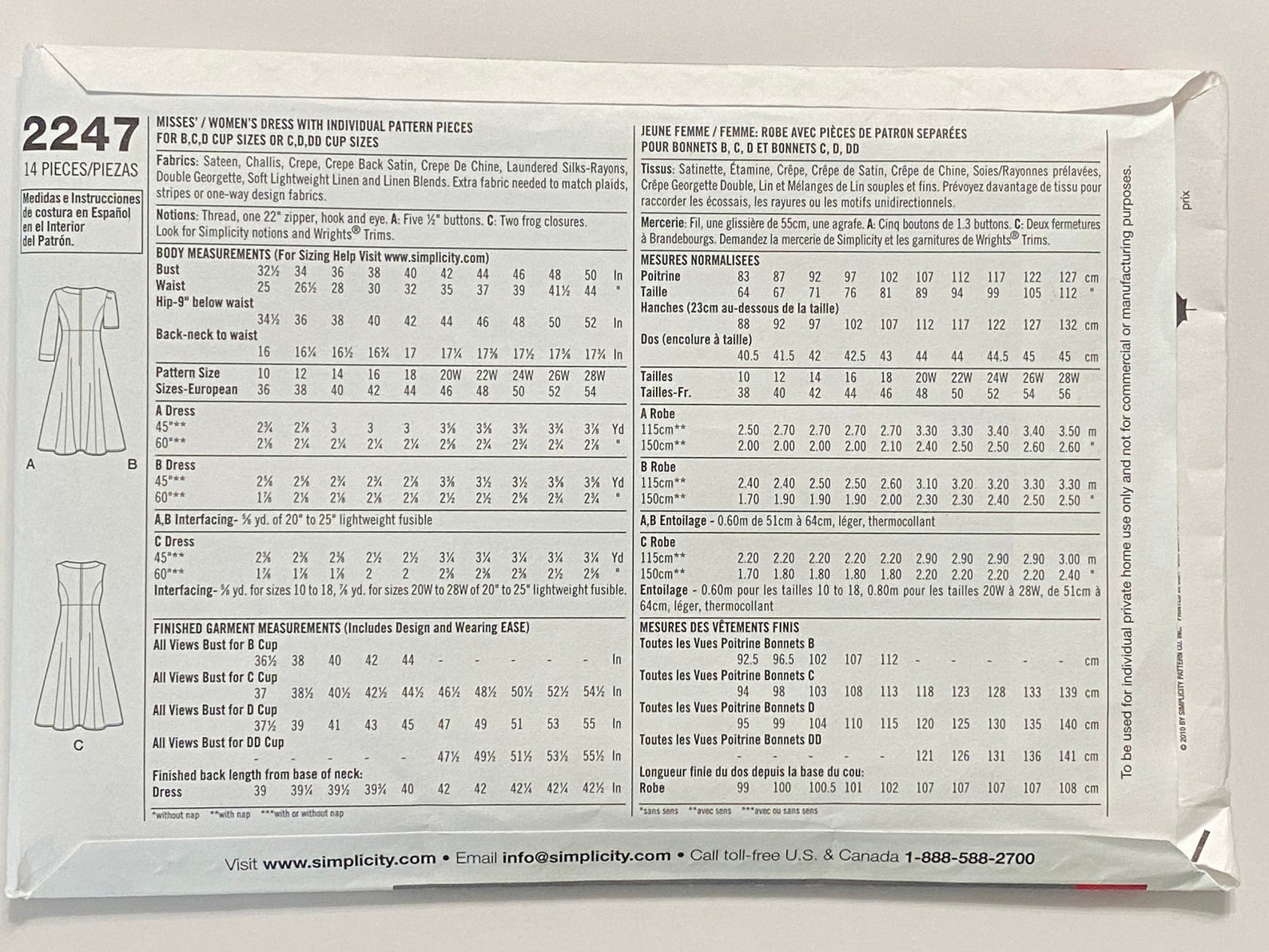 Simplicity 2247 Misses' Dress Sewing Pattern amazing Fit Collection ...