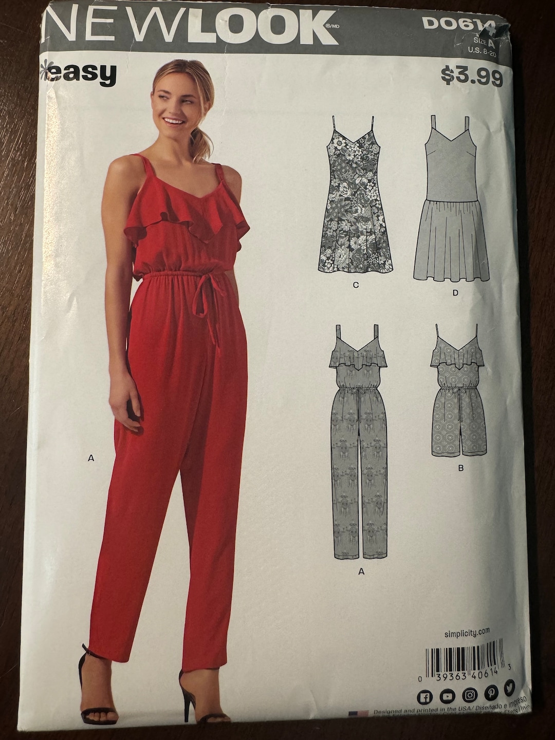 NEW LOOK Sewing Pattern D0614 / 6373, Misses Easy Jumpsuit Dress Romper ...