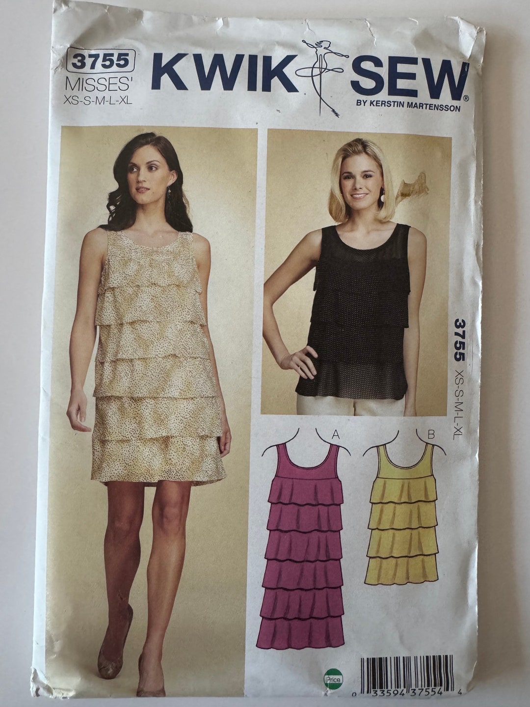 Kwik Sew 3755 Sewing Pattern Misses' Layered Dress and Top, Sizes XS-XL ...