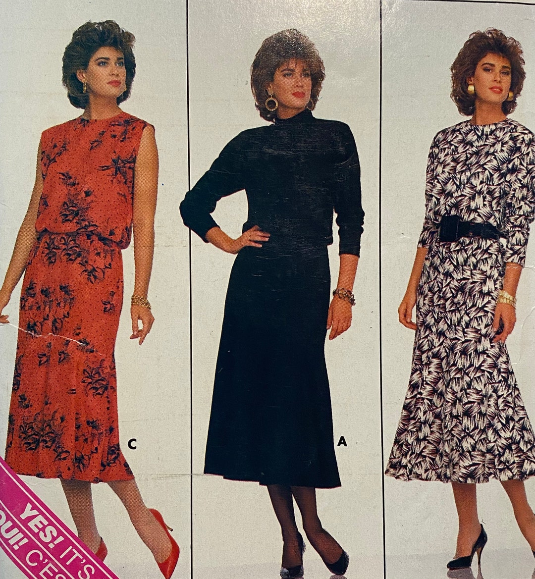 Butterick 4035 Vintage Sewing Pattern 1980s UNCUT Misses Midi Dress ...