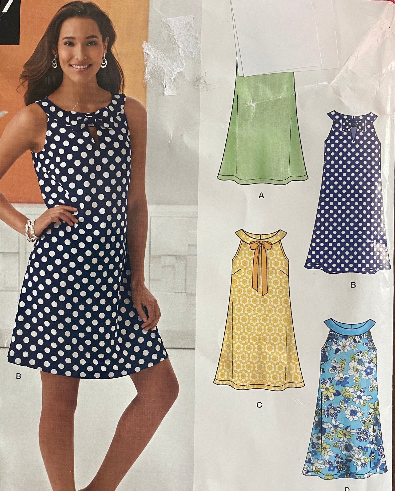 New Look 6263 High Neck Summer Dresses: Sleeveless Yoked Above Knee ...