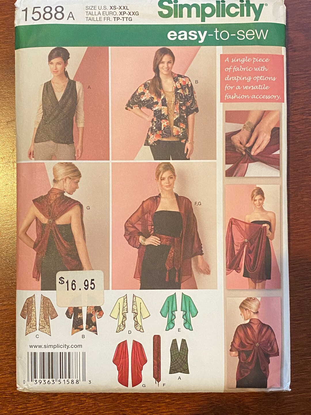 Simplicity Sewing Pattern 1588 Kimono Jacket and Wrap Size XS-XXL ...