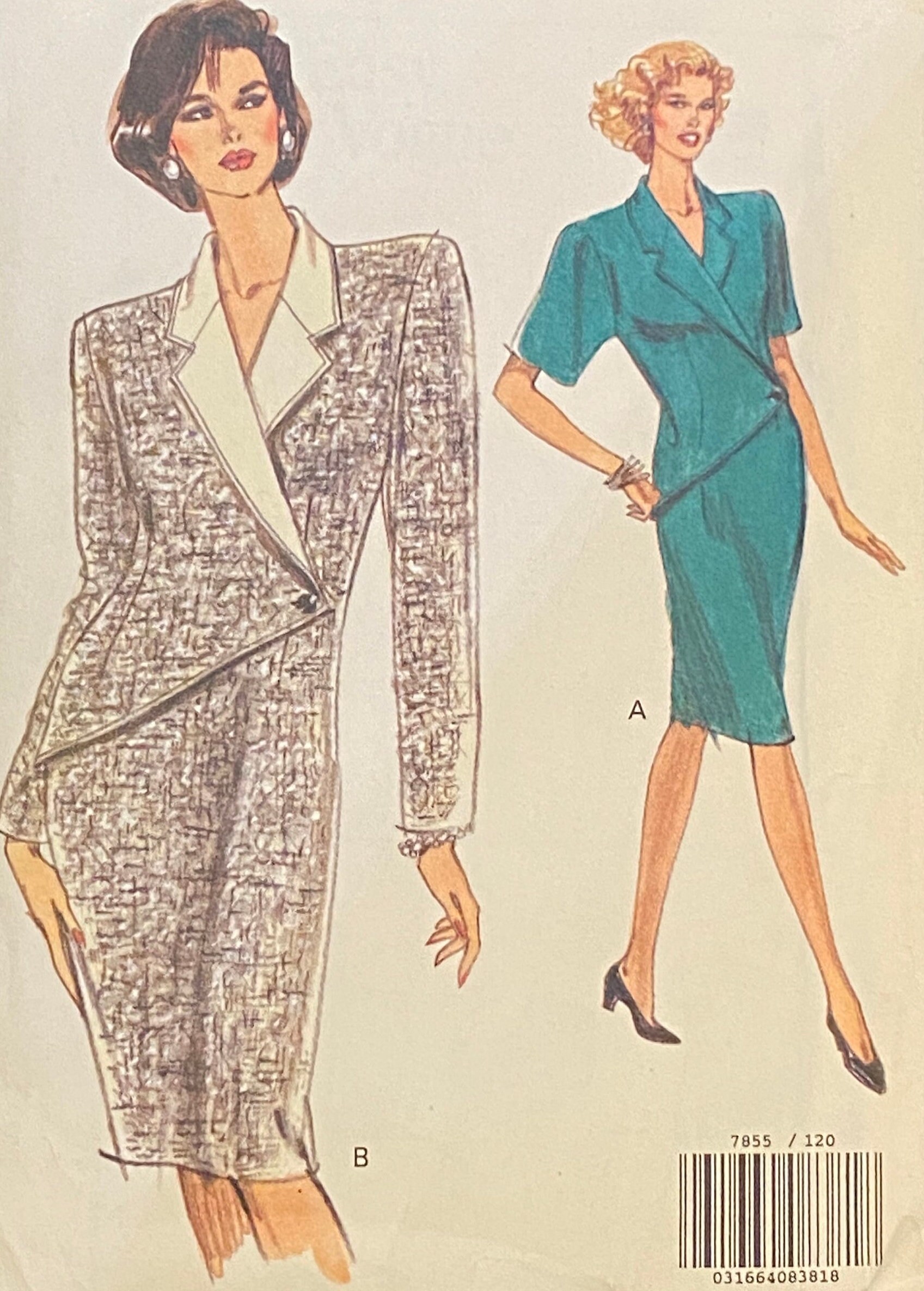 Vintage Vogue 7855 Misses' Sewing Pattern, Dress With Notched Collar ...