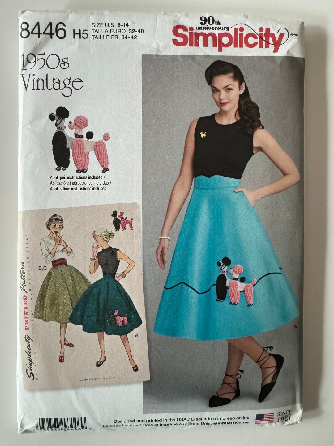 Simplicity 1950's Vintage Reprint Sewing Pattern 8446 Poodle Skirt and ...