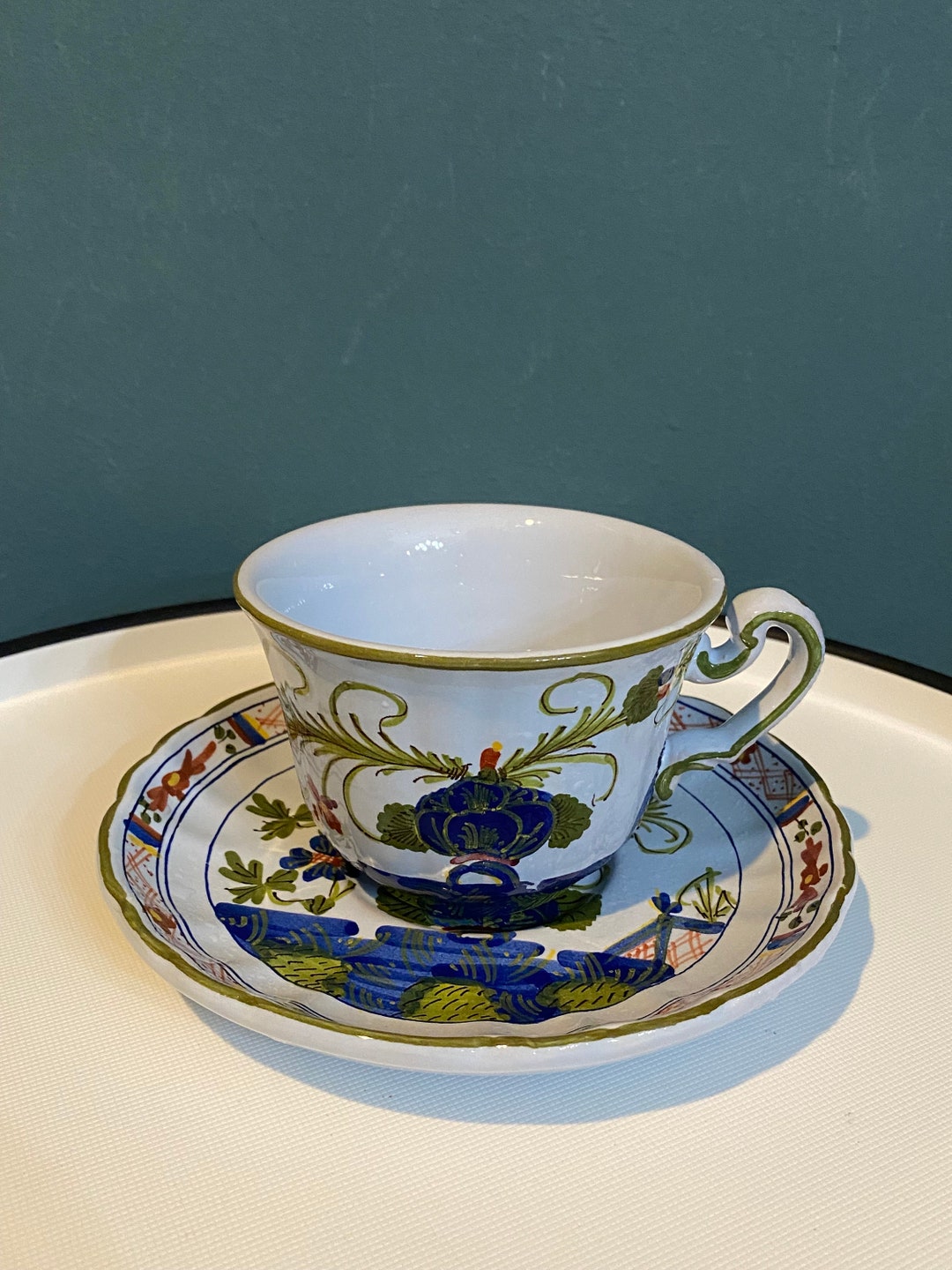 Vintage Faenza Italy Pottery Garofano Pattern Tea Cup & Saucer Set - Etsy