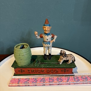 Vintage Heavy Cast Iron Trick Dog Mechanical Coin Bank Jumping - Etsy