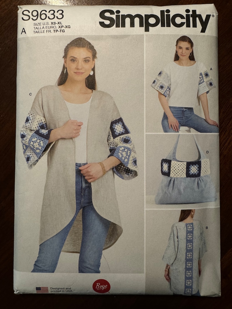 Simplicity S9633 Misses' Crochet Granny Squares and Sew Top, Jacket and ...